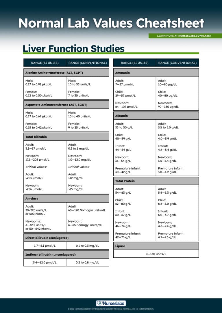 Normal Lab Values: Complete Reference Cheat Sheet (2023) - Nurseslabs